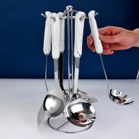 China 6 Pieces Stainless Steel Kitchen Utensil Sets Luxury Marble Handle Custom Logo for sale