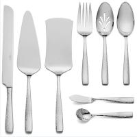 China 8 Piece Hammered SS Flatware Kitchen Cooking Sets Household With Cake Knife for sale