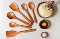 China 6 Piece Natural Teak Wooden Kitchen Cookware Spatula Spoons Fork Chestnut for sale