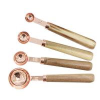 China FDA 304 Stainless Steel Measuring Cups and Spoons Set of 8 with Walnut Wood Handle for sale