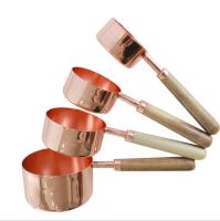 China FDA 304 Stainless Steel Measuring Cups and Spoons Set of 8 with Walnut Wood Handle for sale