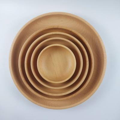 China Wholesale Creative Beech Wood Plate Round Salad Pickle Bowl 6 Piece Set BPA Free for sale