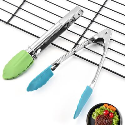 China LFGB 304 Stainless Steel Food Clip 9 Inch Kitchen Multifunctional BBQ Bread Steak Tongs for sale