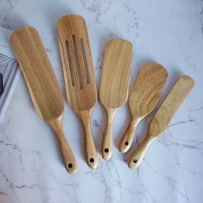China Eco Friendly 6 Piece Acacia Wood Kitchen Utensil Set Salad Stir Sauce Spatula for sale