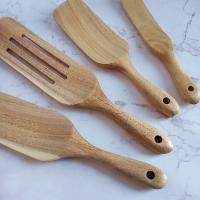 China Eco Friendly 6 Piece Acacia Wood Kitchen Utensil Set Salad Stir Sauce Spatula for sale
