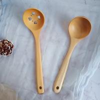 China Natural Wooden Heart Shaped Colander Spoon Set 2 Piece Eco Friendly Cooking Utensils for sale