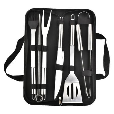 China 9 Piece Stainless Steel BBQ Grill Set with Aluminum Case for Outdoor Camping for sale