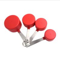 China 4Pcs Stainless Steel Handle Measuring Seasoning Liquid Plastic Measuring Cup for sale
