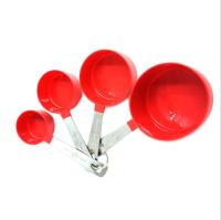 China 4Pcs Stainless Steel Handle Measuring Seasoning Liquid Plastic Measuring Cup for sale