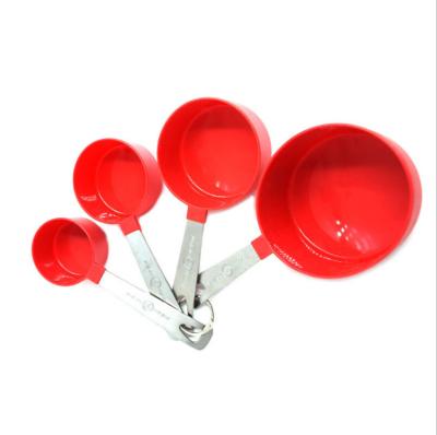 China 4Pcs Stainless Steel Handle Measuring Seasoning Liquid Plastic Measuring Cup for sale
