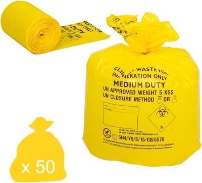 China Disposal Plastic Yellow Clinical Infectious Waste Bag In Roll for sale