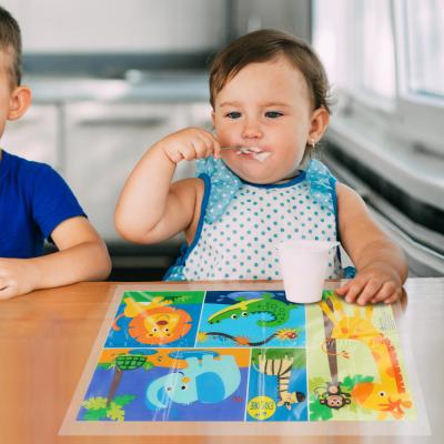 China Clear / Printed Reusable Plastic Tablecloth Heat Seal For Children for sale