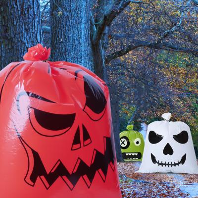 China Wholesale Large Heat Seal Side Biodegradable LDPE Plastic Pumpkin Bag for Halloween Garden Yard Decoration for sale