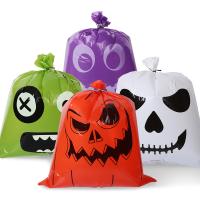China Halloween Garden Yard Decoration Pumpkin Lawn Bags Biodegradable Heat Seal Side Gusset Bag Plastic Leaf Bags for sale