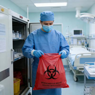 China Red High-temperature Autoclavable Biohazard Bags (131°c / 268°f) for sale