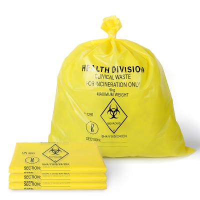 China 121°C High-Temp Resistant Yellow Medical Waste Bag (HDPE) for sale