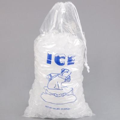 China 20lb LDPE Durable Ice Block Plastic Bags Heat Seal With Drawstring Closure for sale