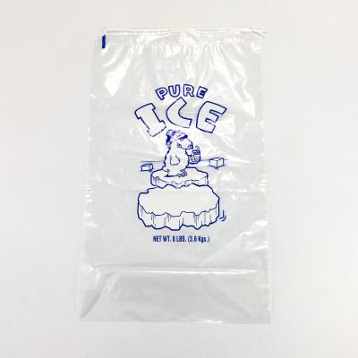 China Durable Heavy Duty Plastic 8 lb ice bags with drawstring 11x19 Inch for sale