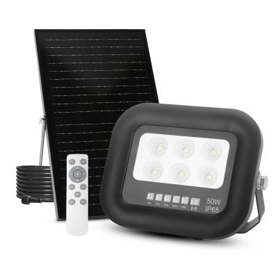 China Outdoor Lighting Black ABS Solar Light Remote Control 50w  Led Solar Flood Light for sale
