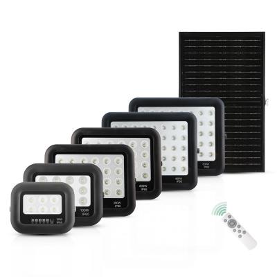 China Black ABS Solar Light Remote Control 50w 100w 200w 300w 400w 500w Led Solar Flood Light for sale