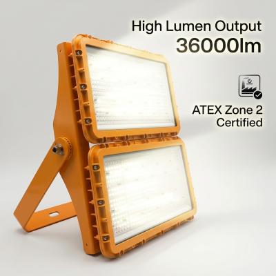 China 300W LED Explosion Proof Flood Light 90° Boom Mount Wide Area Tank Farm Grey ATEX IIB T6 IP65 RFEPL8280 Lighting for sale