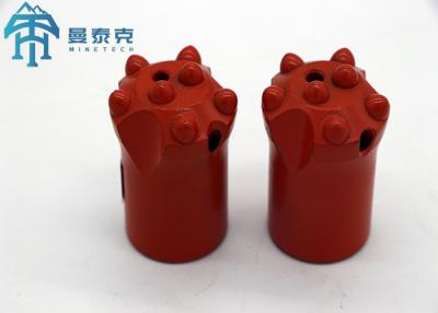 China Red 40mm Tapered Button Bit with 7° 11° 12° Taper and Customized Buttons for Hard Rock Mining for sale