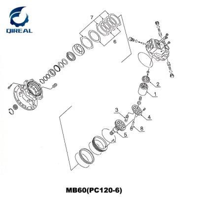 China Mb85 Mb80 Mb60 Excavator Swing Motor Parts For PC120-6 Excavator for sale