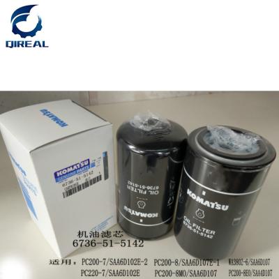 China Excavator parts PC200-7 PC200-8 PC210-8 PC220-8 Engine filters S6D107 Oil Filter 6736-51-5142 for sale