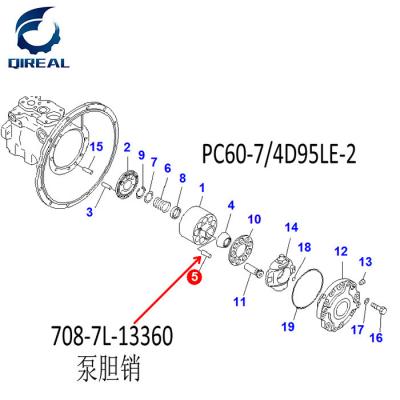 China Excavator PC60-7 Hydraulic Pump Pin 708-7L-13360 for sale