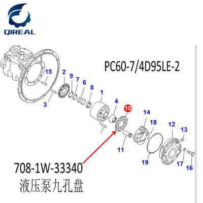 China Hydraulic pump nine hole plate set plate 708-1W-3334 for PC60-7 excavator for sale