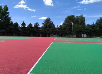 China SDT-2513 Non-Float Outdoor Basketball Flooring - Green Modular PP Surface with Double-Tier Pattern for sale