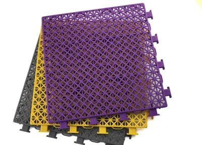 China Purple Outdoor Basketball Flooring Tiles 250x250x12.7mm with 38% Shock Absorption and 92% Ball Rebound for sale