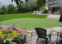 China Light Green Commercial Artificial Grass C Shape 3/16 Gauge Fire Resistant 6200 Dtex for sale
