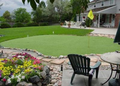 China Light Green Commercial Artificial Grass C Shape 3/16 Gauge Fire Resistant 6200 Dtex for sale
