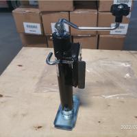China 2000 lb Capacity 10 in Travel Topwind Round Pipe Mount Swivel Jack with Footplate for sale