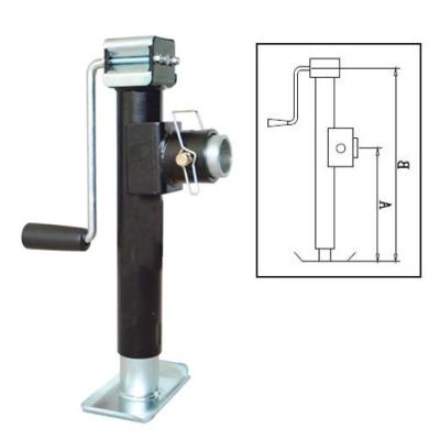 China Pipe Mount Swivel Sidewind Trailer Jack Stand 15 Inch Lift 2000 lbs Capacity for sale