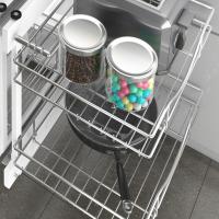 China Chromed Surface Kitchen Basket Soft Closing Mental Dark Grey Magic Corner Basket for sale