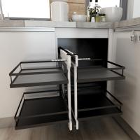 China Fashionable Kitchen Pull Out Organizer Basket Soft Closing Mental Magic Corner Basket for sale
