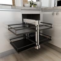 China Fashionable Kitchen Pull Out Organizer Basket Soft Closing Mental Magic Corner Basket for sale