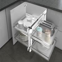 China Fashionable Kitchen Pull Out Organizer Basket Soft Closing Mental Magic Corner Basket for sale
