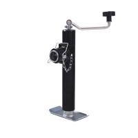 China 10in Lift 2000 Lb Topwind Round Tube Mount Agricultural Trailer Jack Black Powder Coated for sale