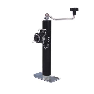China 10in Lift 2000 Lb Topwind Round Tube Mount Agricultural Trailer Jack Black Powder Coated for sale