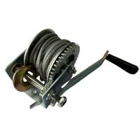 China 800lbs Manual Marine Trailer Winch Zinc Plated with Cable and Hook 3.2:1 Gear Ratio for sale