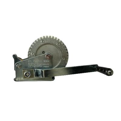 China Zinc Plated Marine Trailer Hand Winch 1200lbs Capacity with 3/16in x 33ft Cable and Hook for sale