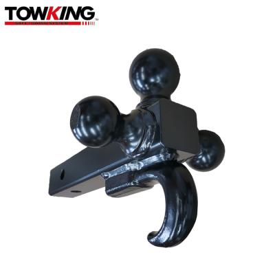 China 2 in Tubular Shank Tri Ball Hitch 10000 lbs Capacity with Black Balls and Recovery Hook for sale