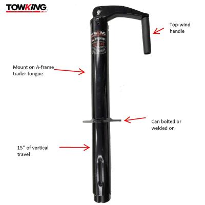 China ISO9001 2000lbs RV Trailer Jack Top Wind 15 Inch Lift Round Tube A Frame for sale