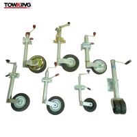 China TOWKING 6 Inch Wind Up Jockey Wheel Solid Rubber Jockey Wheel 350kg Capacity with Clamp for sale