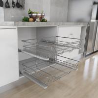 China SS304 Kitchen Pull Out Organizer Cabinet Pull Out Wire Basket Chrome Plating for sale