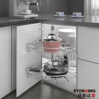 China Steel 180 Degree Corner Carousel Basket Chrome Plating For Kitchen for sale