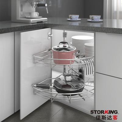 China Steel 180 Degree Corner Carousel Basket Chrome Plating For Kitchen for sale